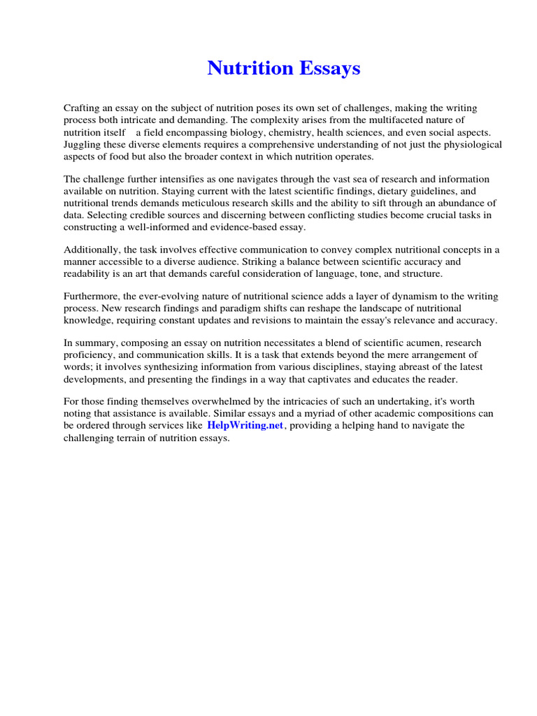 Nutrition Essays | PDF