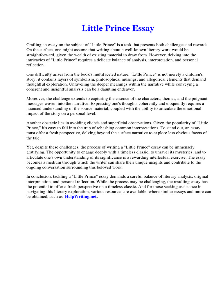 Little Prince Essay | PDF
