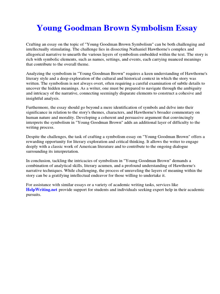 Young Goodman Brown Symbolism Essay | PDF | Rio Grande | Share Point