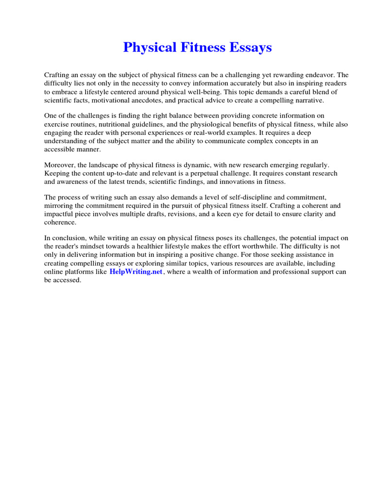 Physical Fitness Essays | PDF
