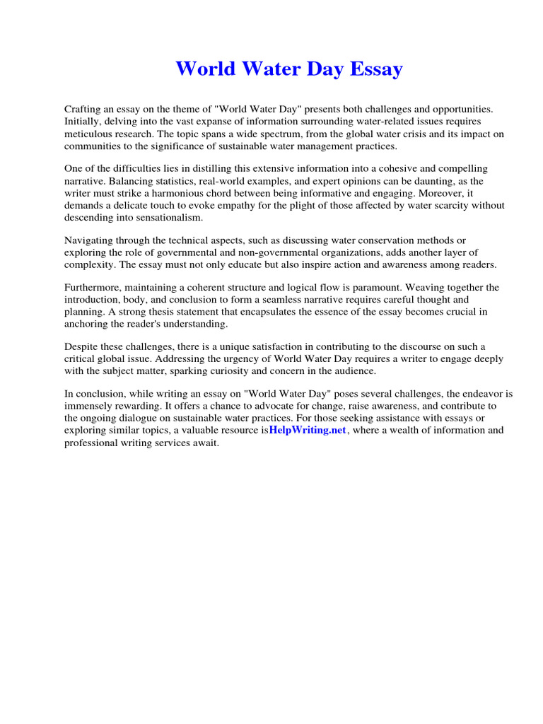 World Water Day Essay | PDF | Sparta