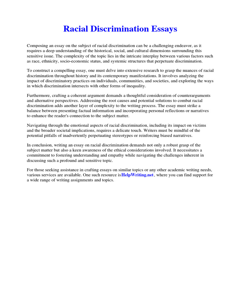 Racial Discrimination Essay Writing Guide | PDF | Alternative Medicine ...