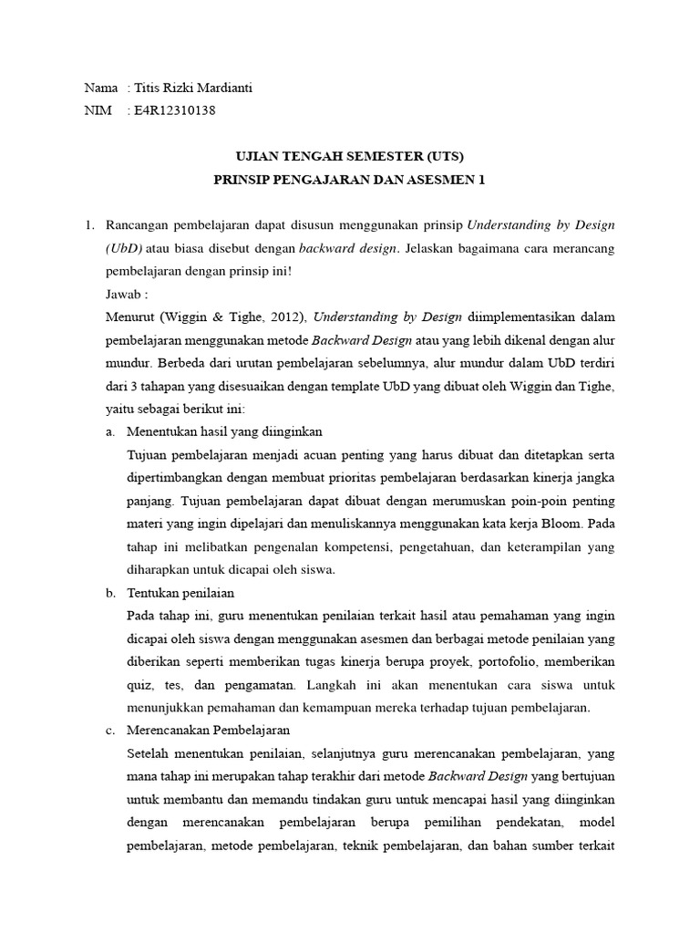 Uts Asesmen Semester 1 | PDF