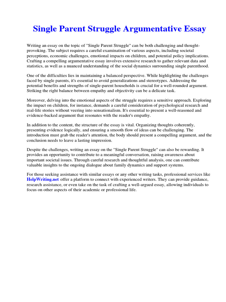 Single Parent Struggle Essay Guide | PDF | Social Science