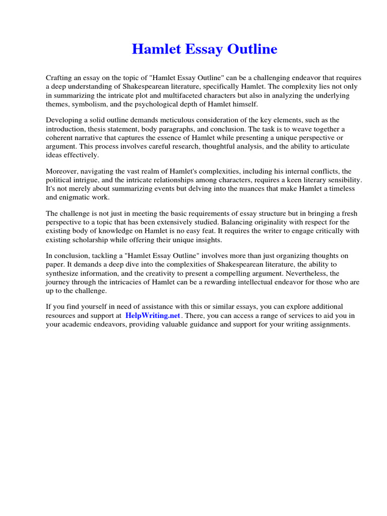 Hamlet Essay Outline | PDF