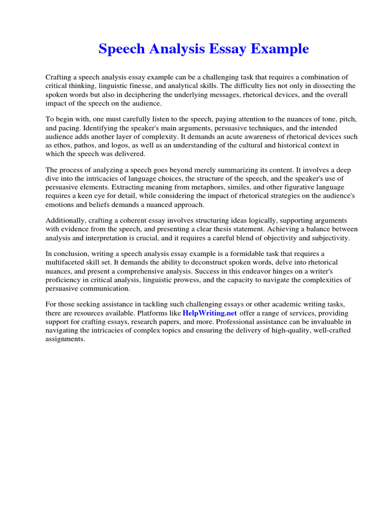 Speech Analysis Essay Example | PDF | Rhetoric | Charles Lindbergh