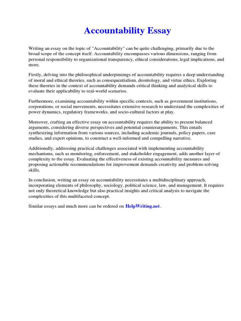 Accountability Essay | PDF | Petroleum | Essays