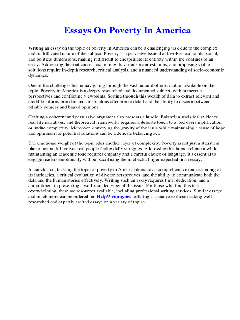 Essays On Poverty in America | PDF | Mesopotamia | Euphrates