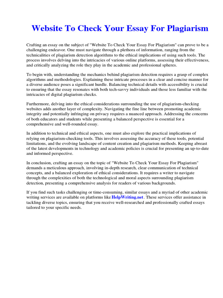 Website To Check Your Essay For Plagiarism | PDF | Bipolar Disorder ...