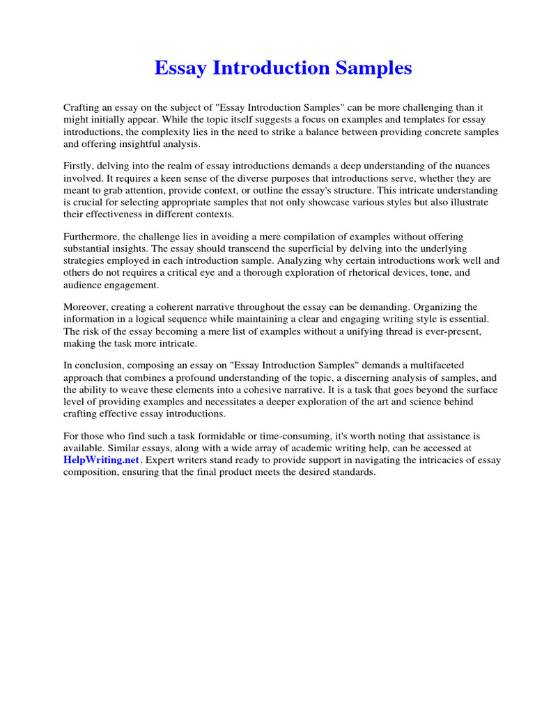 Essay Introduction Samples | PDF