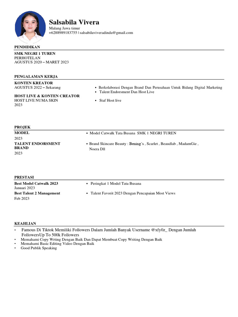 CV - NEW Dinda Skintific New | PDF