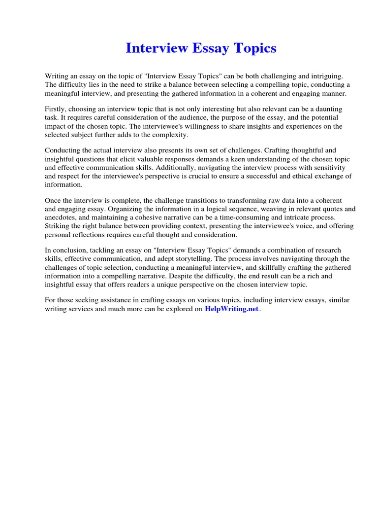 Interview Essay Topics | PDF | Essays | Graduate Record Examinations