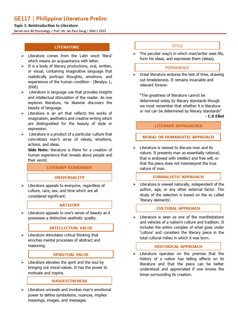 Ge117 Notes | PDF | Genre | Narrative