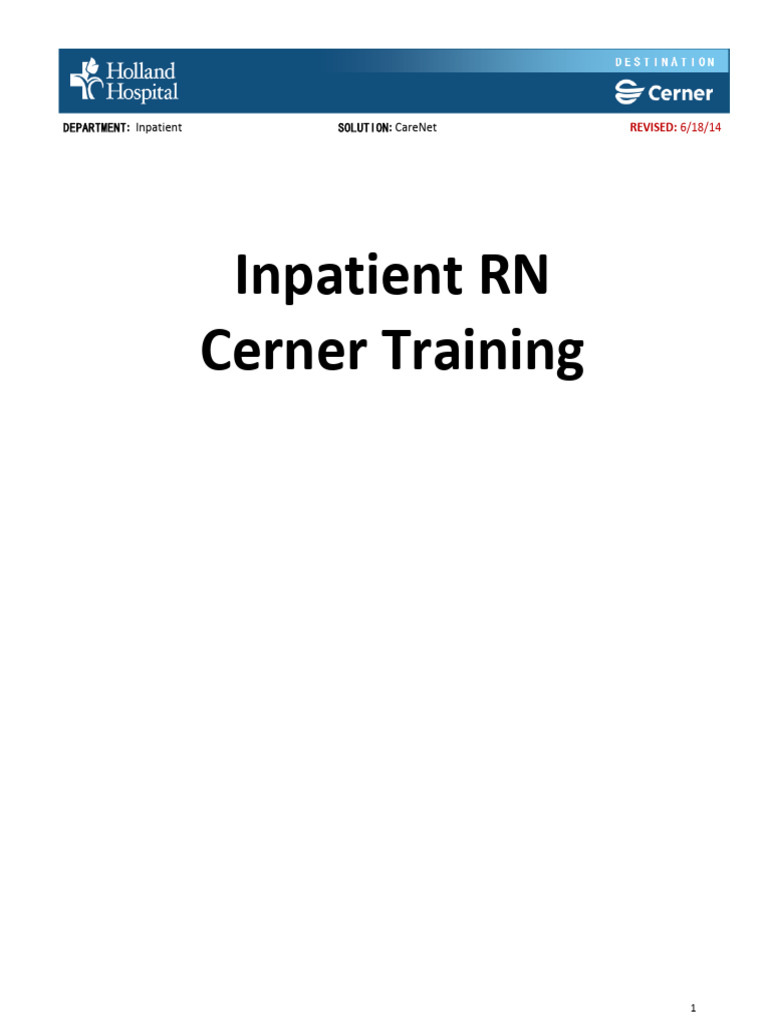 Basic Cerner Education Manual - Inpatient Rn1 | PDF | Login | Patient
