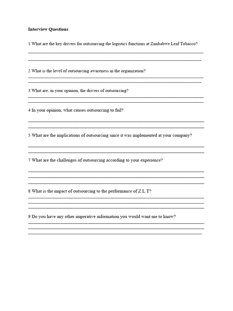 Interview Questions Outsourcing | PDF