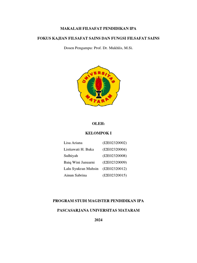 MAKALAH KLMPK 1 - Fokus Kajian Fils. Sains Dan Fungsinya | PDF | Ilmu Sosial | Sains & Matematika