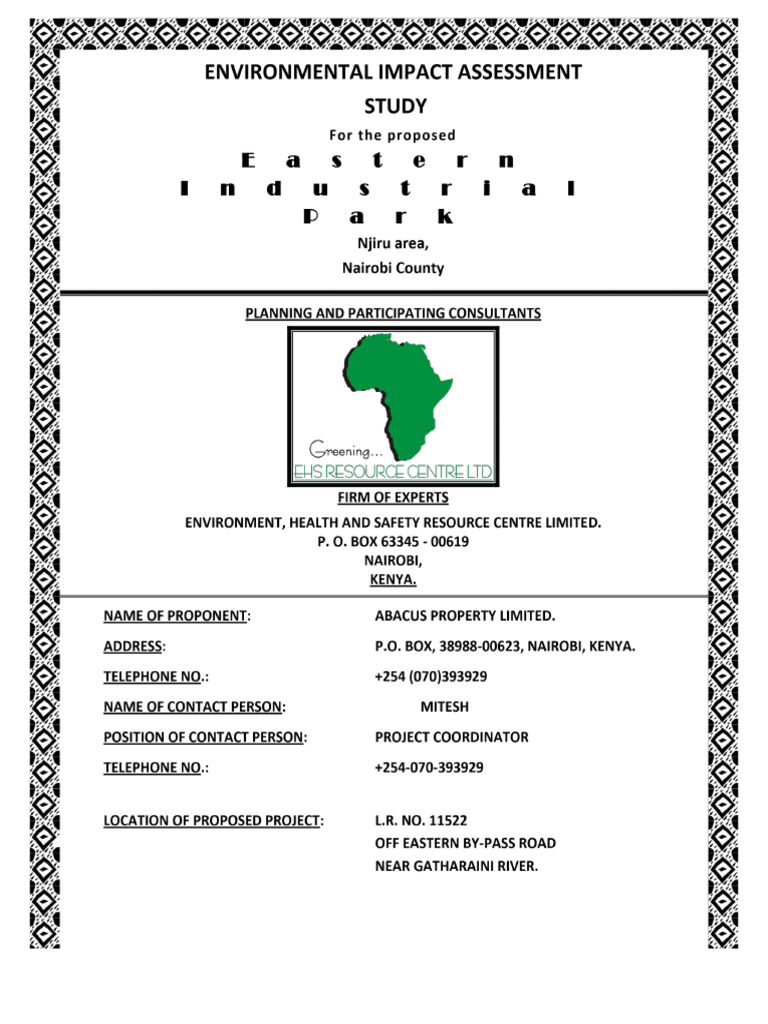 EIA 1131eastern Industrial Parkinfinity EIA | PDF | Environmental Impact Assessment | Infrastructure