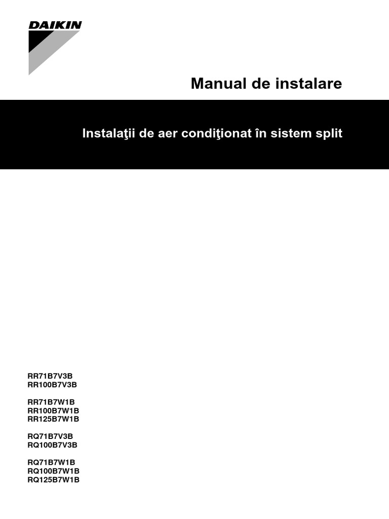 Manual de Instalare Daikin Aparate de Aer Conditionat | PDF