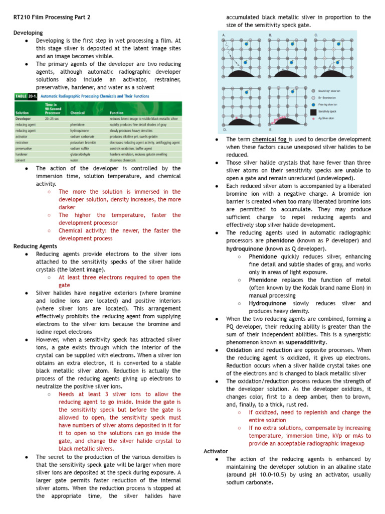 RT210 Film Processing Part 2 | PDF | Silver | Chemistry