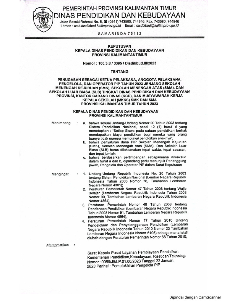 SK Pip Tahun 2023 | PDF