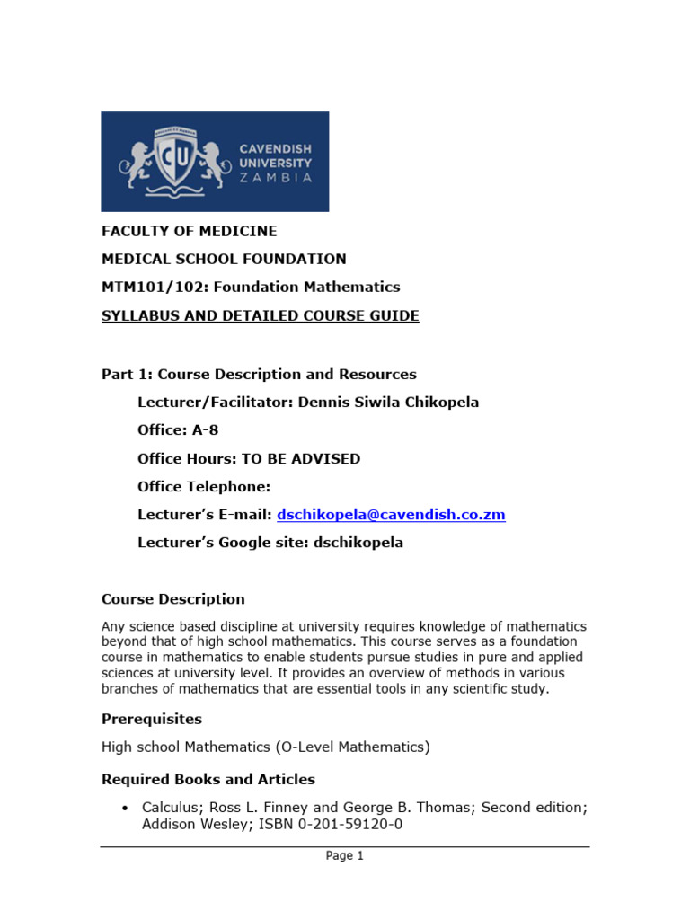 Maths Course Outline | PDF | Function (Mathematics) | Complex Number