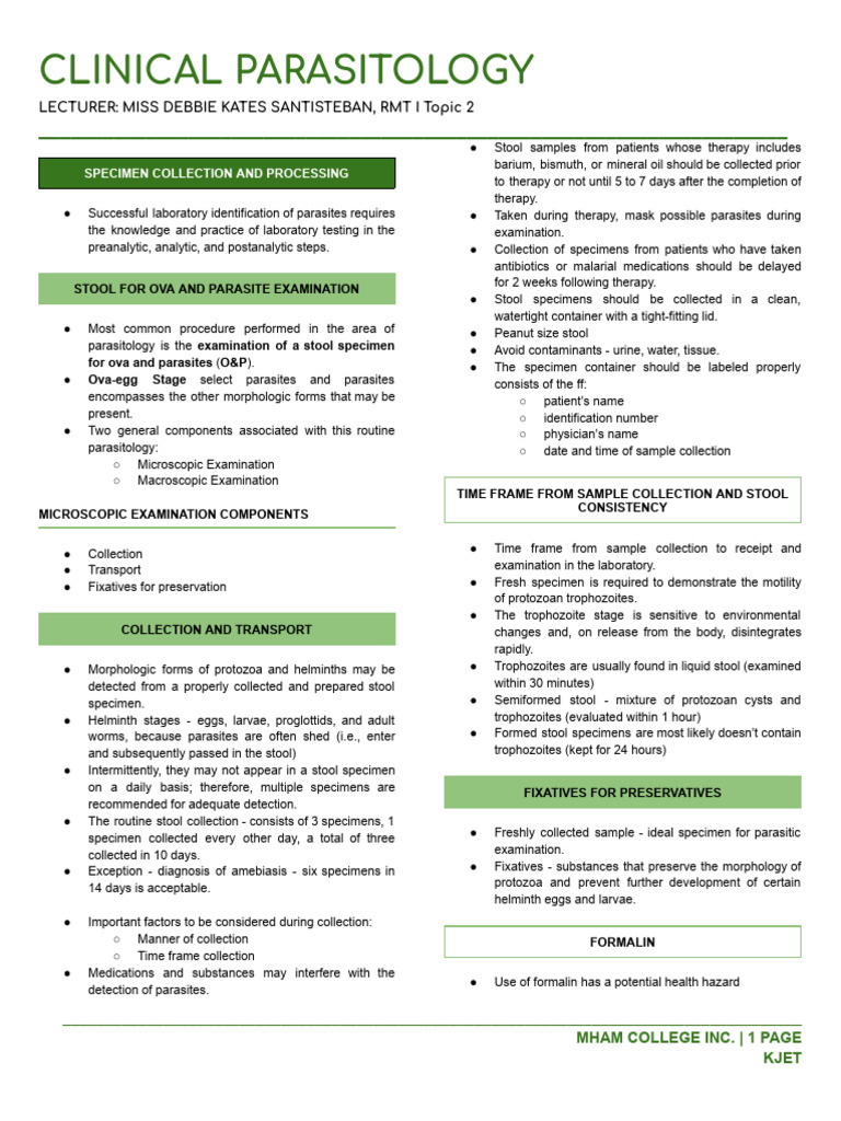 LEC#2 - Specimen Collection and Processing | PDF | Staining | Fixation (Histology)