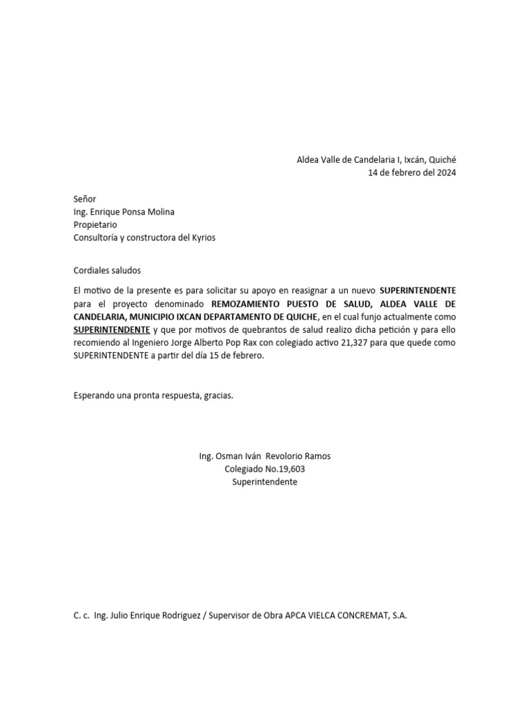 Oficio Del Inge Osman | PDF