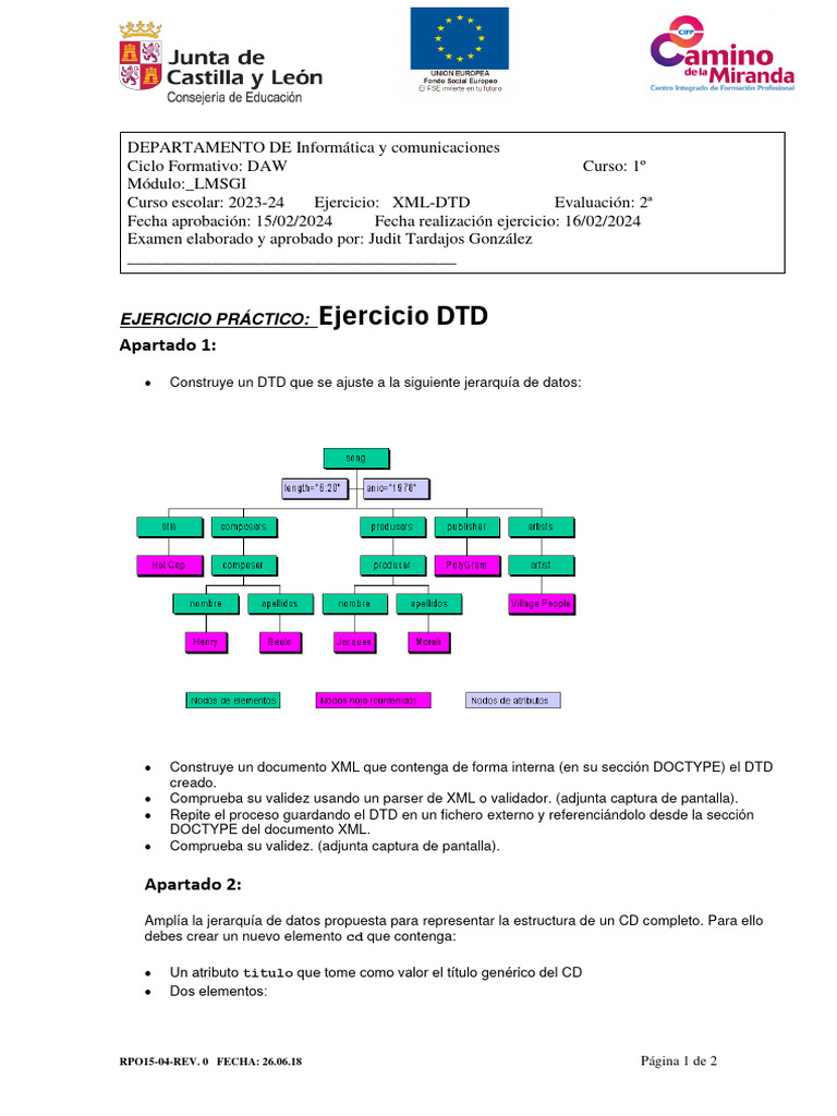 UD04 01 Practica DTD | PDF