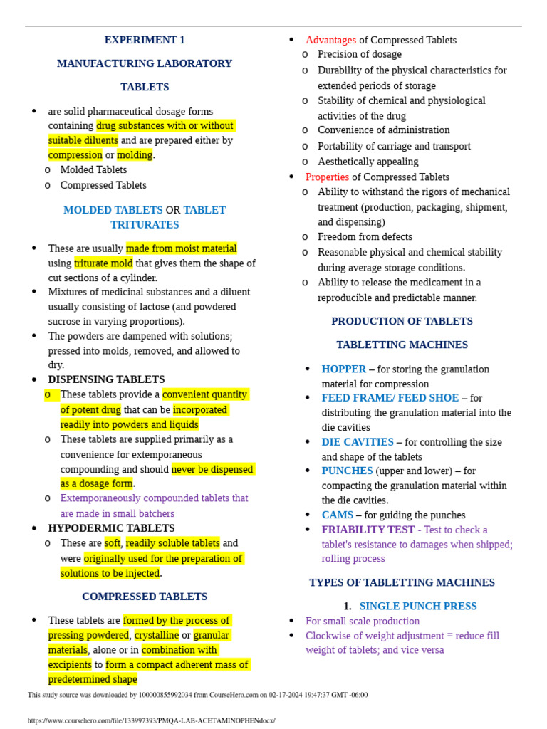 Pmqa Lab Acetaminophen | PDF | Tablet (Pharmacy) | Taste