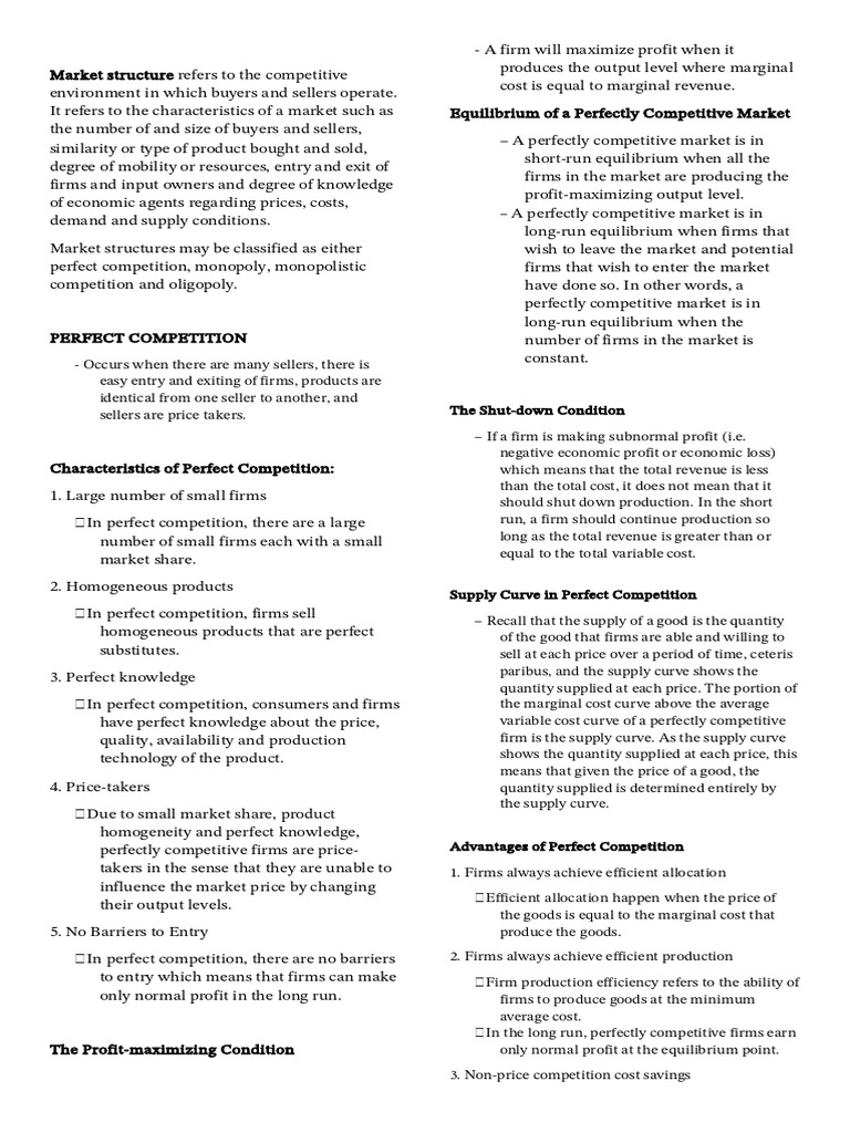 Group 1 - Perfect Competition | PDF | Perfect Competition | Profit ...