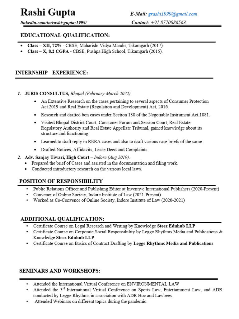 Rashi Gupta CV New | PDF | Business | Social Science Rashi Gupta CV New | PDF | Business | Social Science