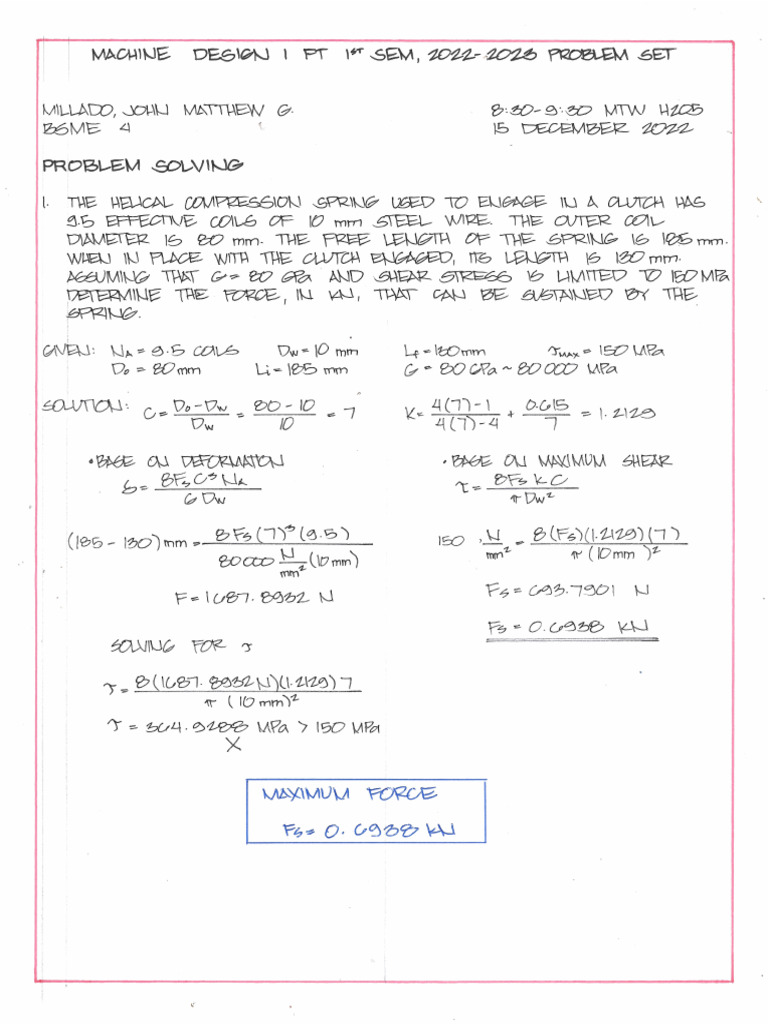 Millado John Matthew G. MD 1 1st Sem 2022 2023 FT Problem Set | PDF