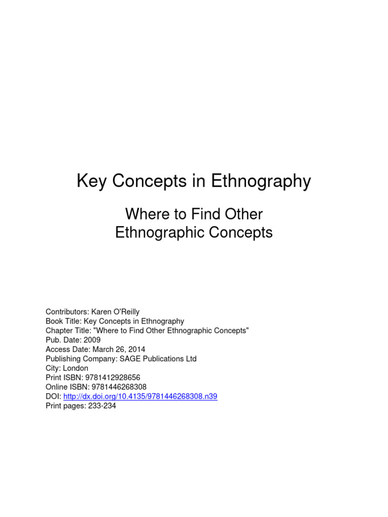 Where To Find Other Ethnographic Concepts | Download Free PDF | Ethnography | Social Research