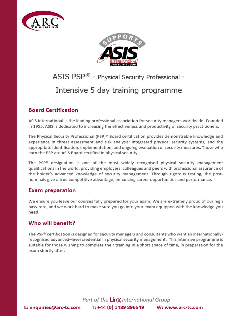 ASIS PSP Intensive 5 | PDF | Physical Security | Risk Management