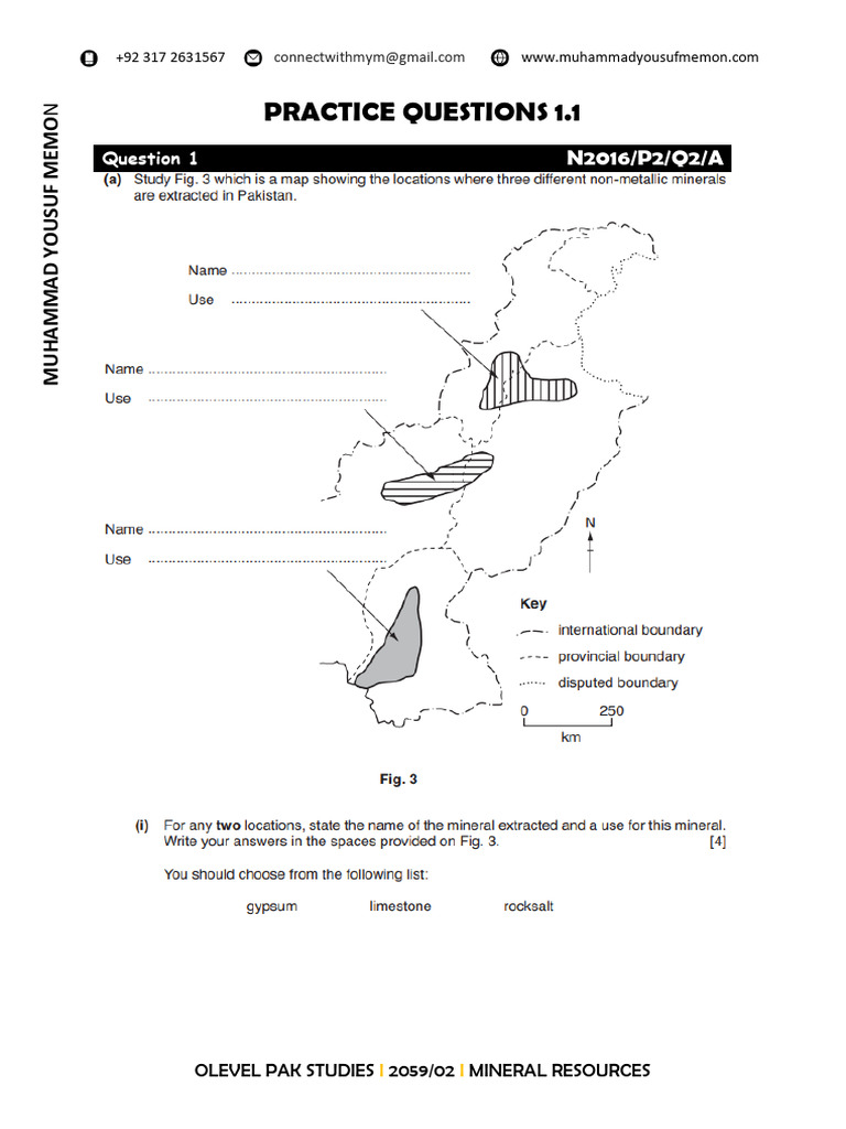 Geo Mineral Past Paper 2059 | PDF