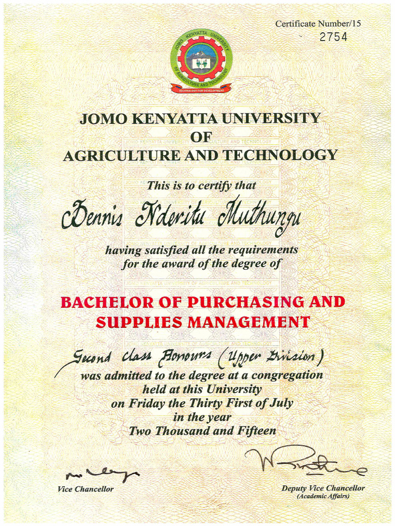 Dokumen - Tips Jkuat Degree Cert | PDF