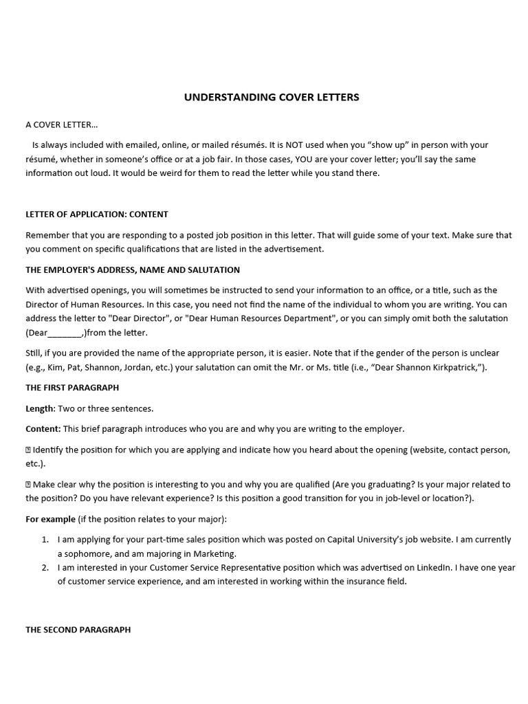 Understanding Cover Letters | PDF | Résumé | Communication