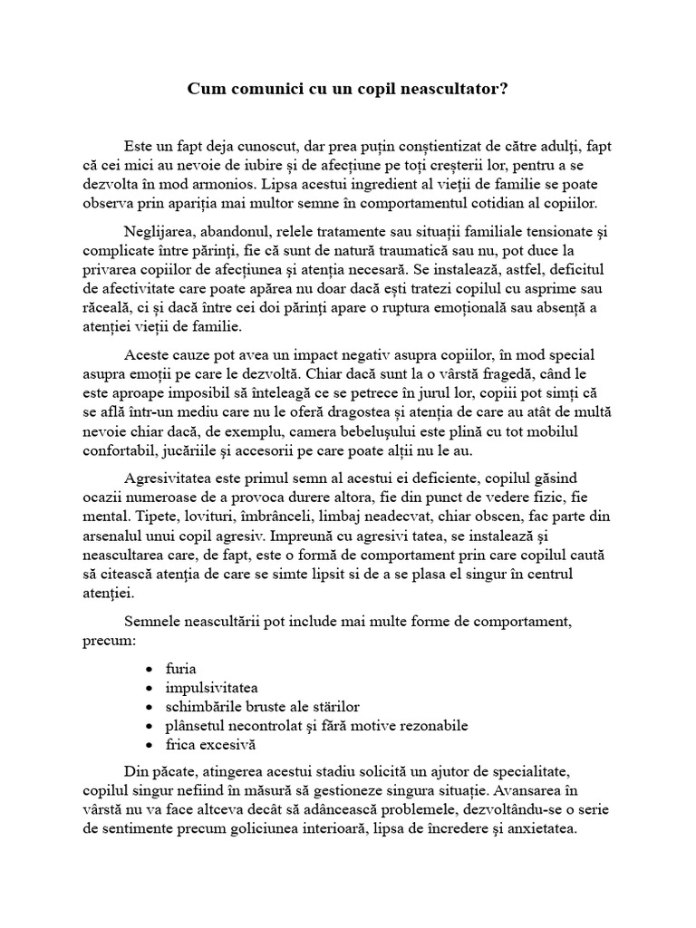 Referat Consiliere Părinți | PDF