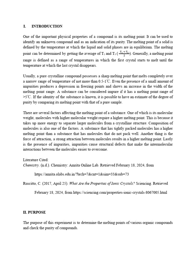 Melting Point Determination | PDF | Melting Point | Chemical Substances