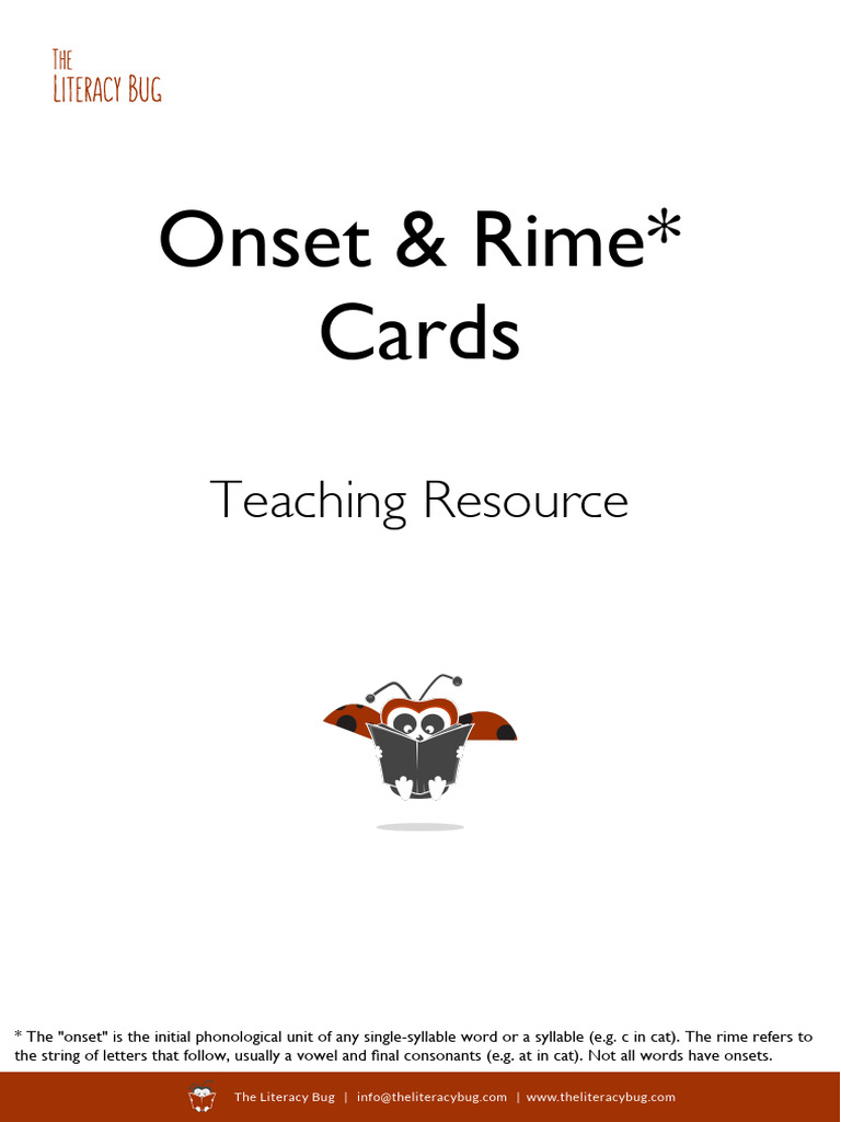 Onset Rime Cards | PDF | Syllable | Consonant