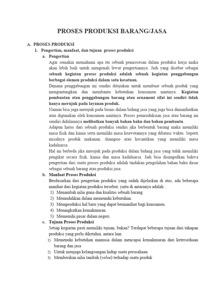 Proses Produksi Barang dan Jasa | PDF