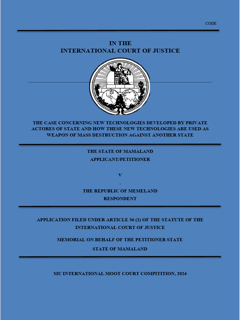 ICJ Petitioner Side - International Moot COurt Competition | PDF ...