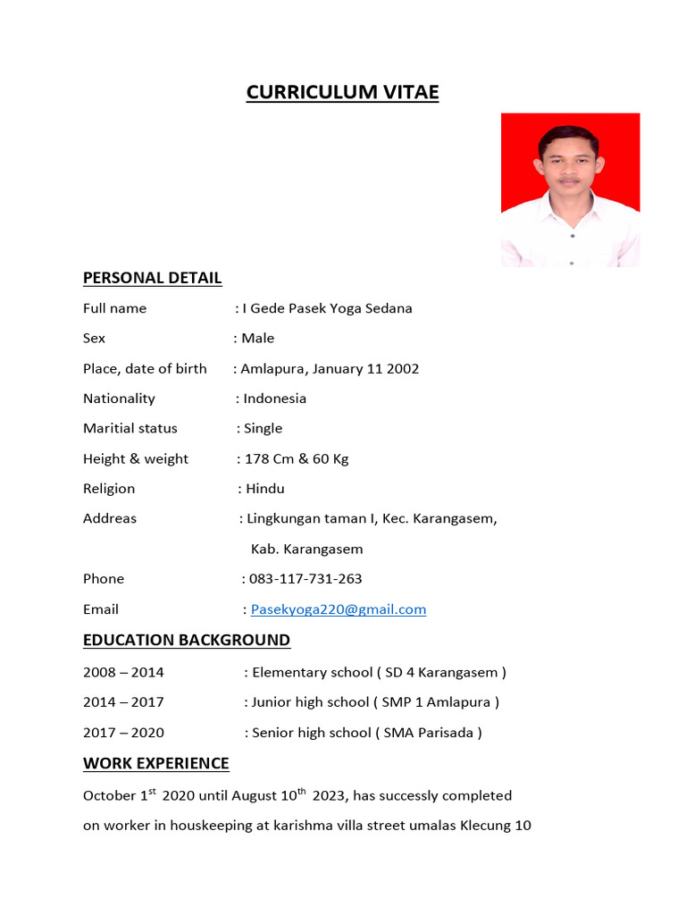 Cv. I Gede Pasek Yoga Sedana | PDF