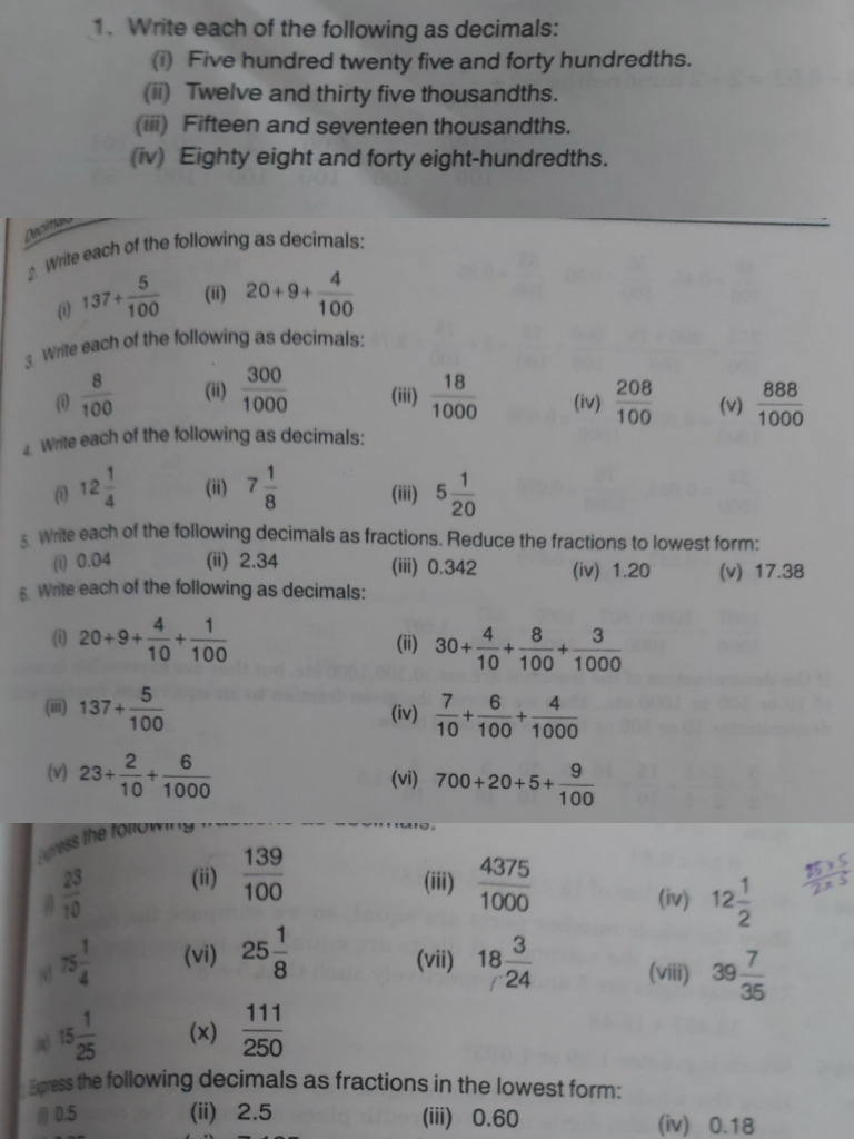Grade6 Decimals Revision Practice Sheet | PDF | Numbers | Division ...