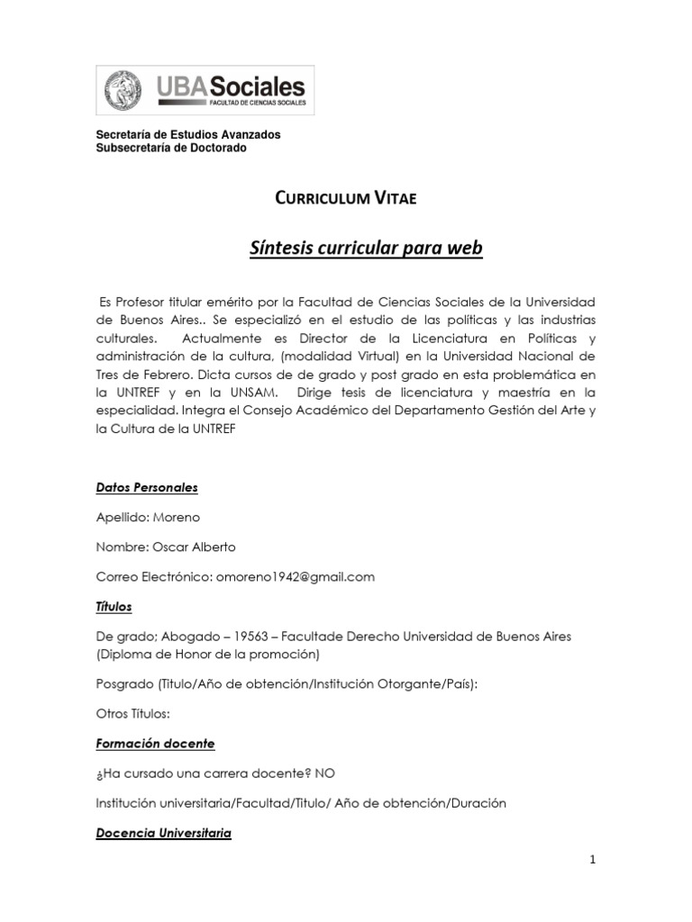 CV Moreno | PDF