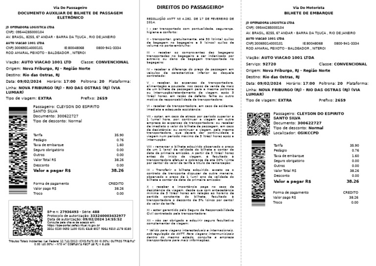 Bilhete Osikccpd | PDF | Transporte