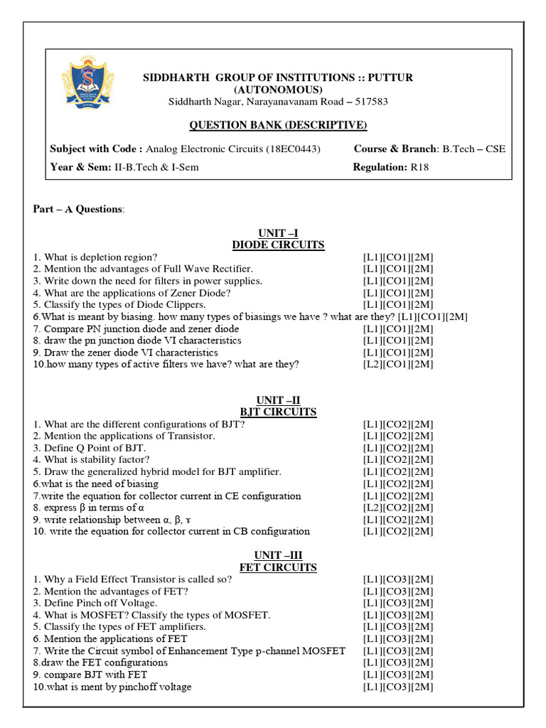 18ec0443-Analog Electronic Circuits | PDF | Operational Amplifier | Field Effect Transistor
