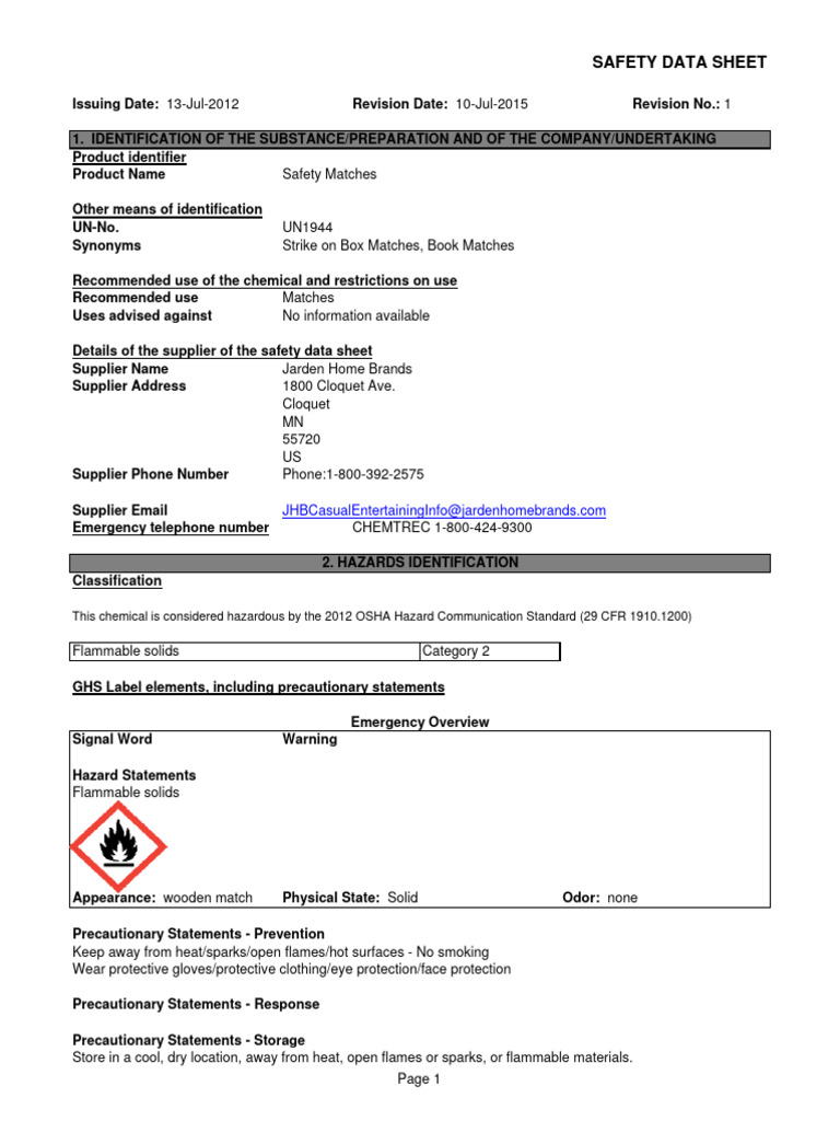 Diamond Safety Matches | PDF | Dangerous Goods | Chemical Substances