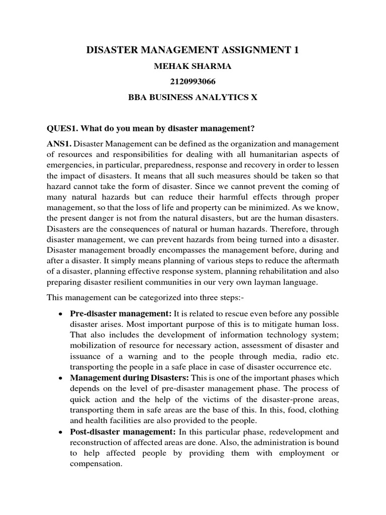 Disaster Management Assignment 1 | PDF | Earthquakes | Emergency Management