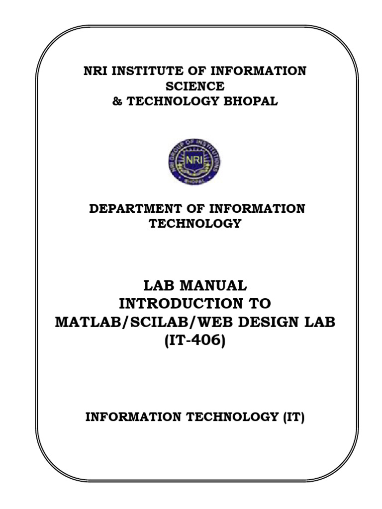Lab Manual It406matlab | PDF | Matrix (Mathematics) | Matlab